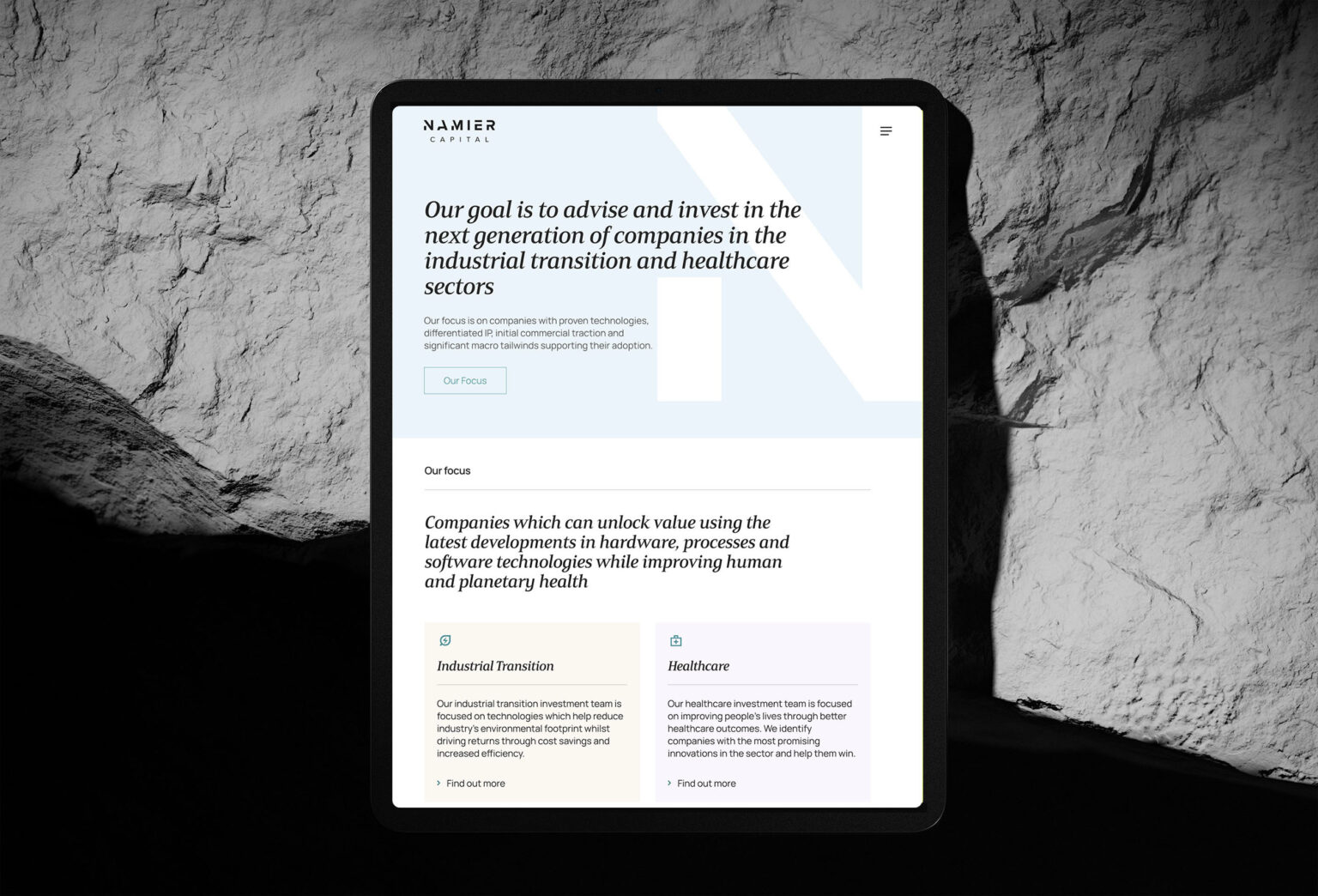 Namier Capital - web design